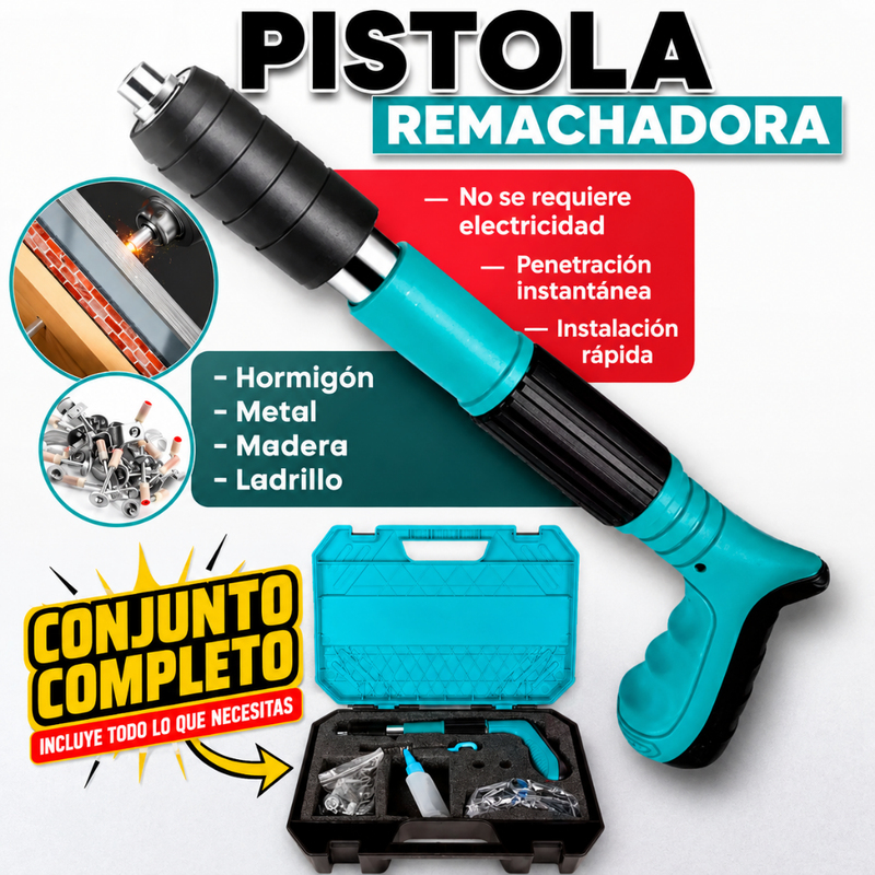 PISTOLA REMACHADORA PROFESIONAL CON KIT COMPLETO – Herramientas listas